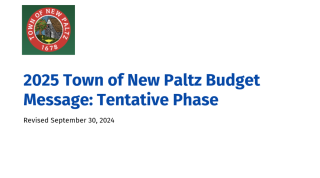 Town Budget Message Tentative Phase | New Paltz NY